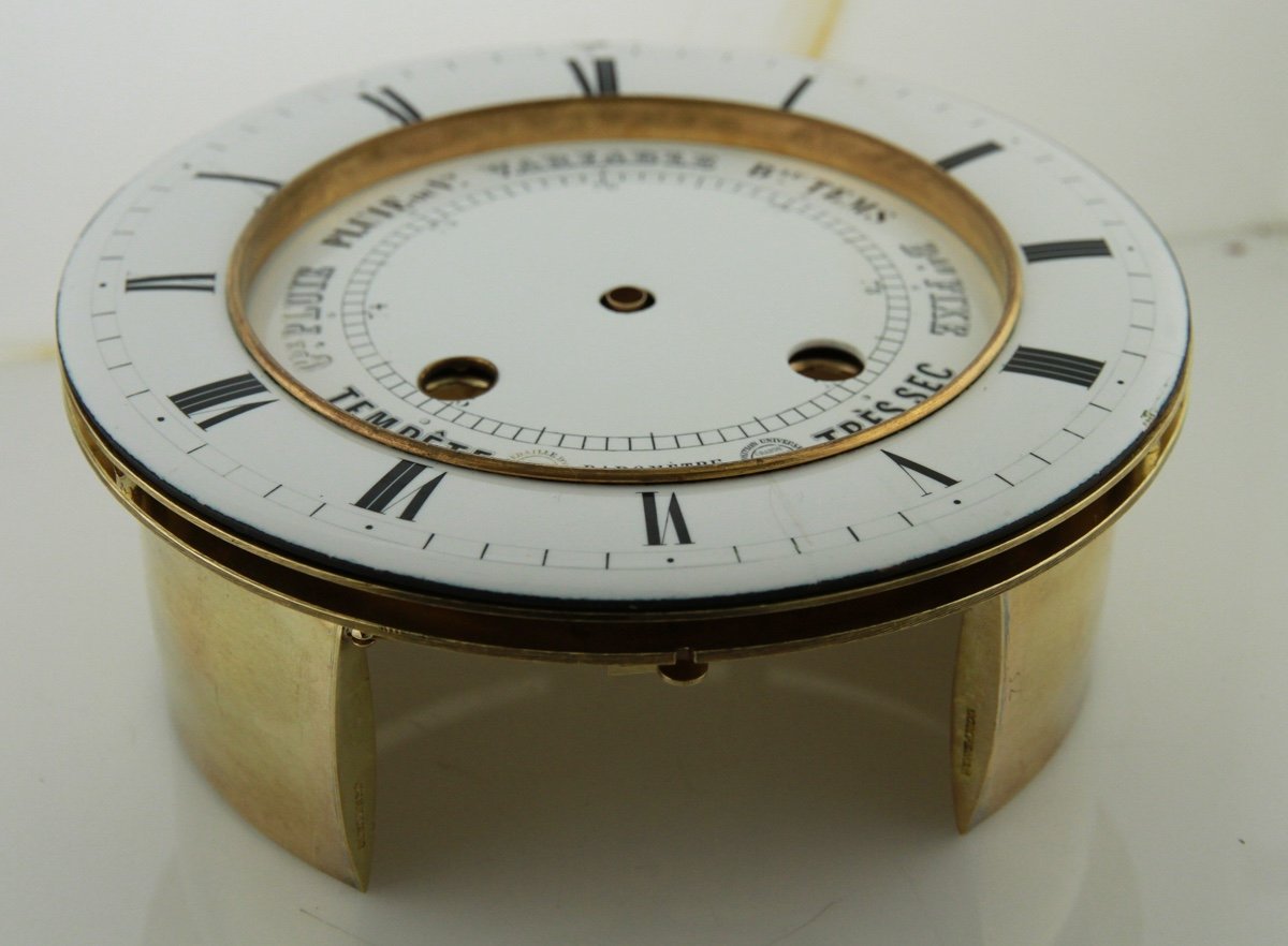 Proantic: White Marble Pendulum With Bourdon Barometer