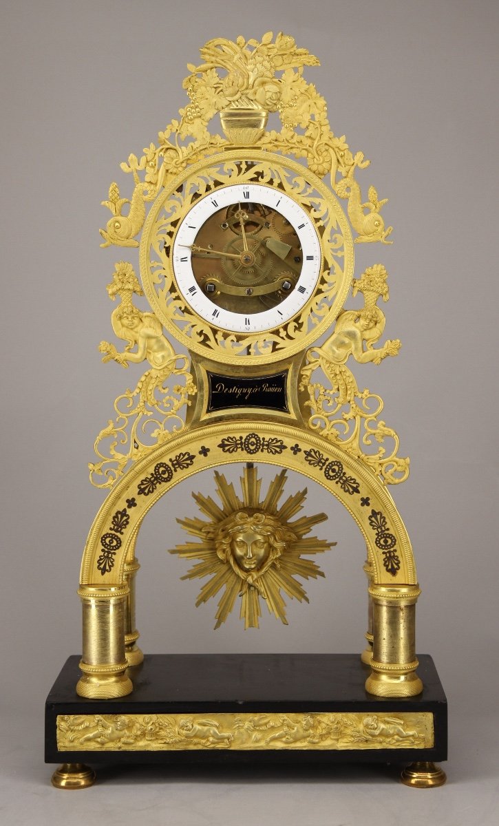Proantic: Skeleton Clock, Visible Pinwheel Escapement And Knife Suspen