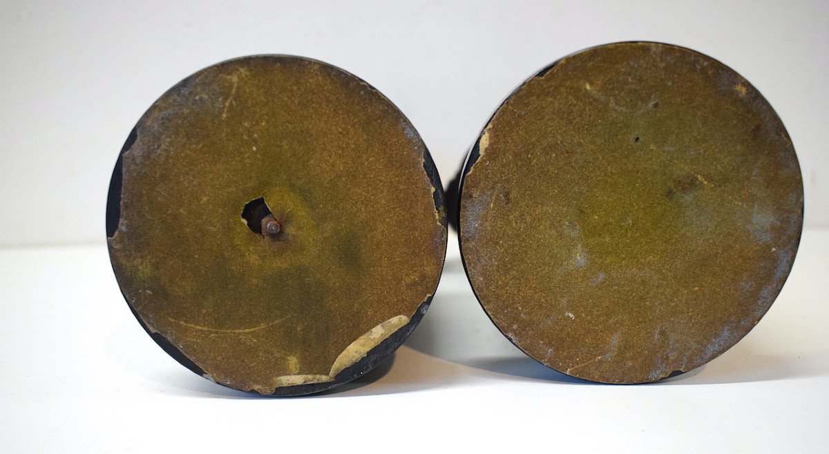 Proantic: Pair Of Painted Metal Busts Mozart And Beethoven Classical M