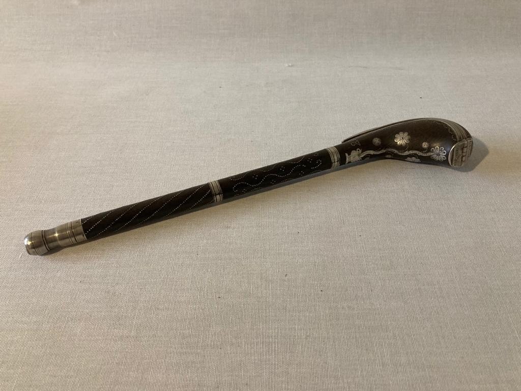 Proantic: Flemish Pipe Case Inlaid With Silver Folk Art