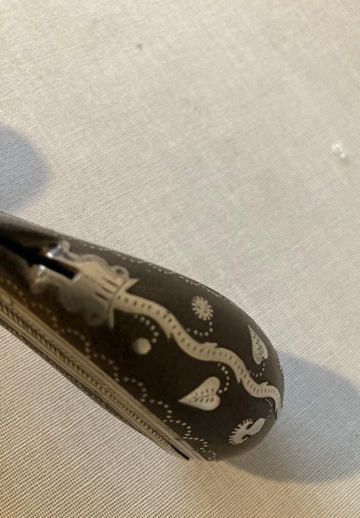 Proantic: Flemish Pipe Case Inlaid With Silver Folk Art