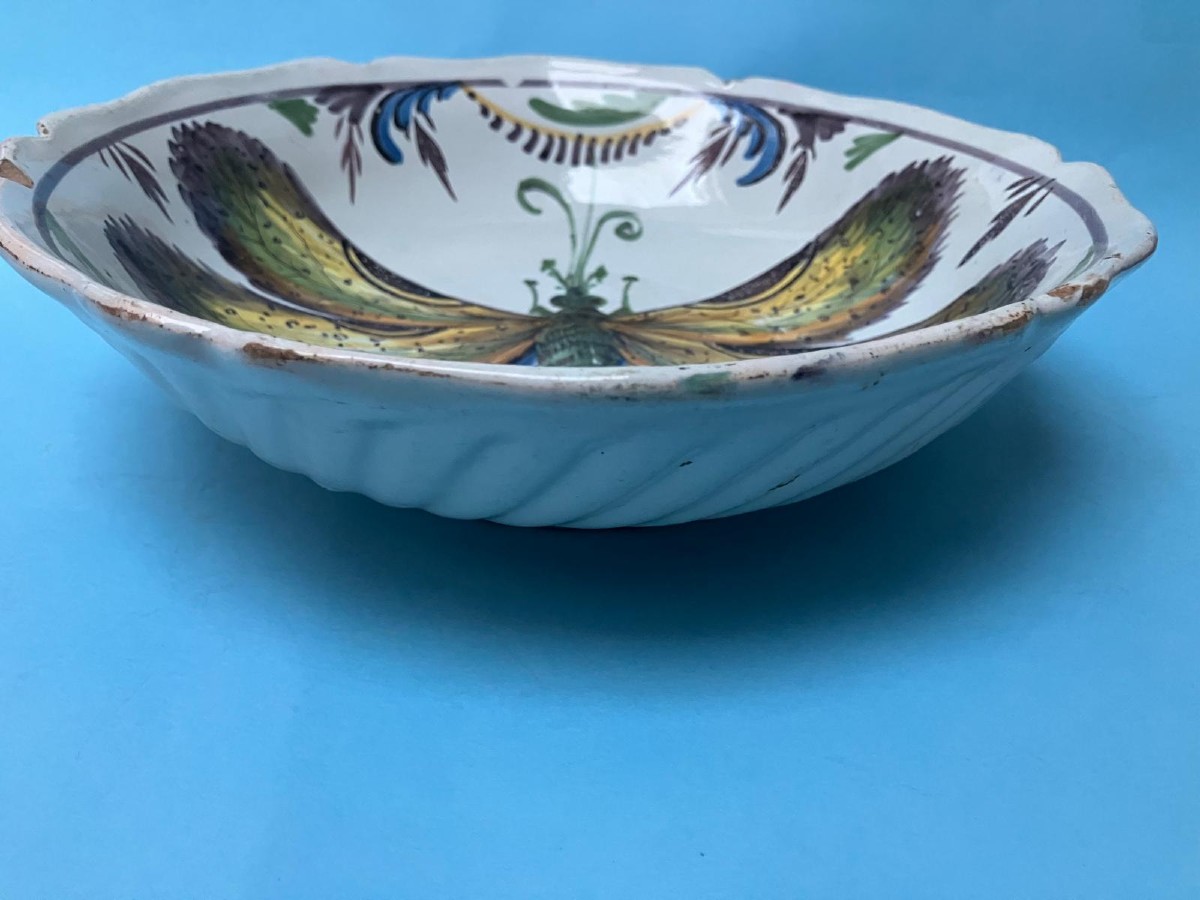 Proantic: Nevers Earthenware Salad Bowl With Dragonfly Design