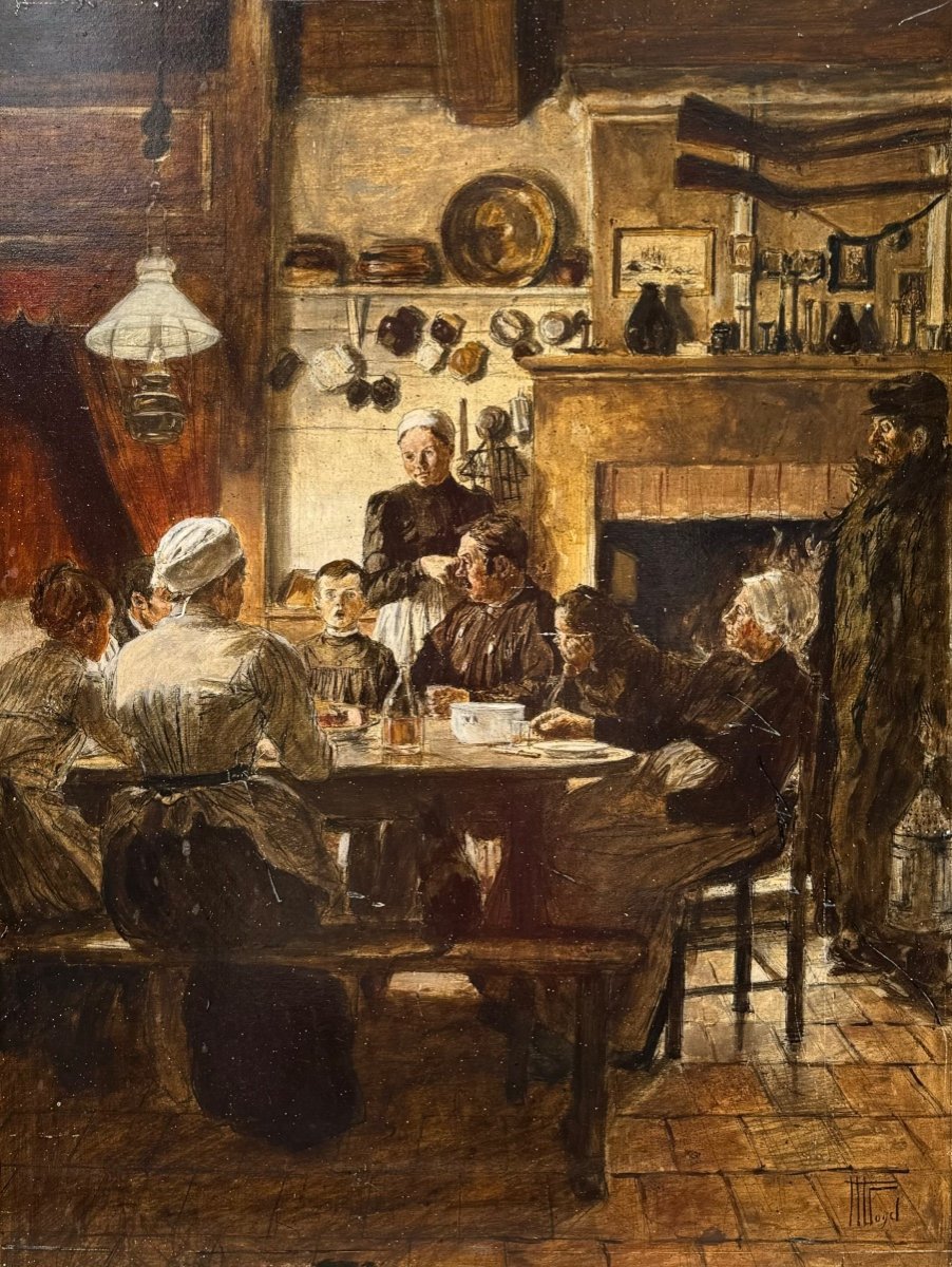 Proantic: Hermann Vogel (1856-1918) The Supper Oil On Panel