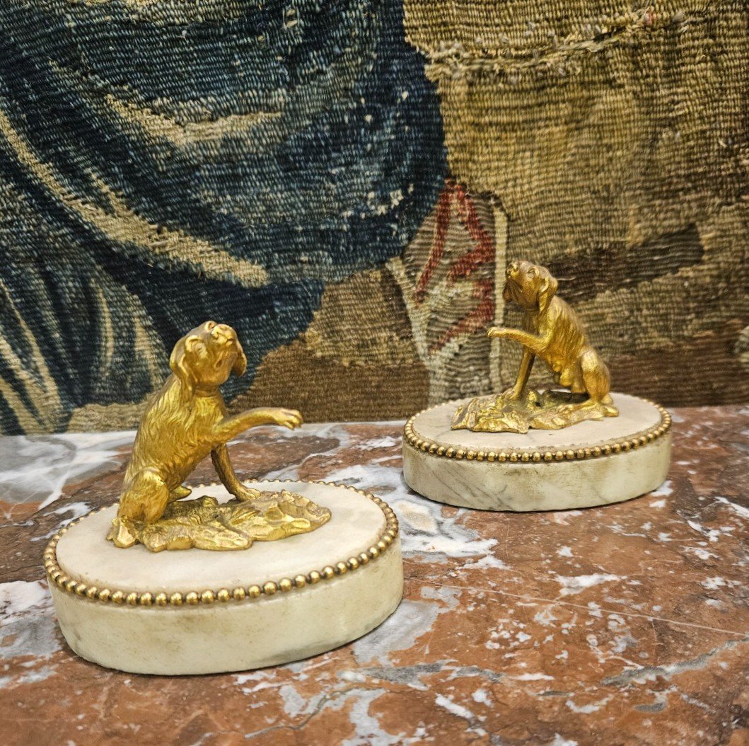 Proantic: Pair Of Louis XVI And XVIII Century Gilt Bronze Paperweights