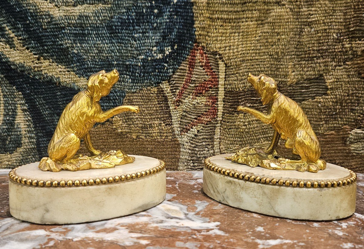 Proantic: Pair Of Louis XVI And XVIII Century Gilt Bronze Paperweights