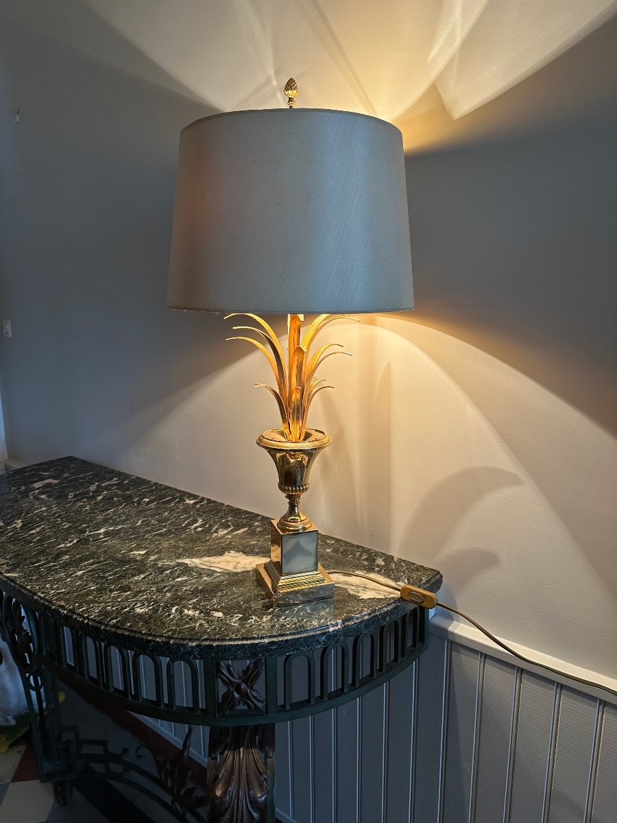 Proantic: Maison Charles. Lampe Roseaux En Bronze Doré.