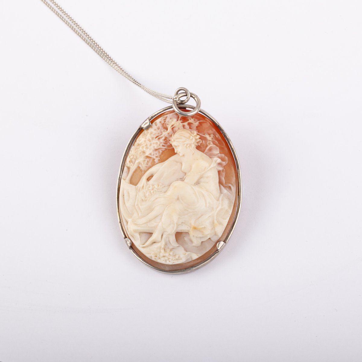 Proantic: Pendentif & Broche Camée En Argent