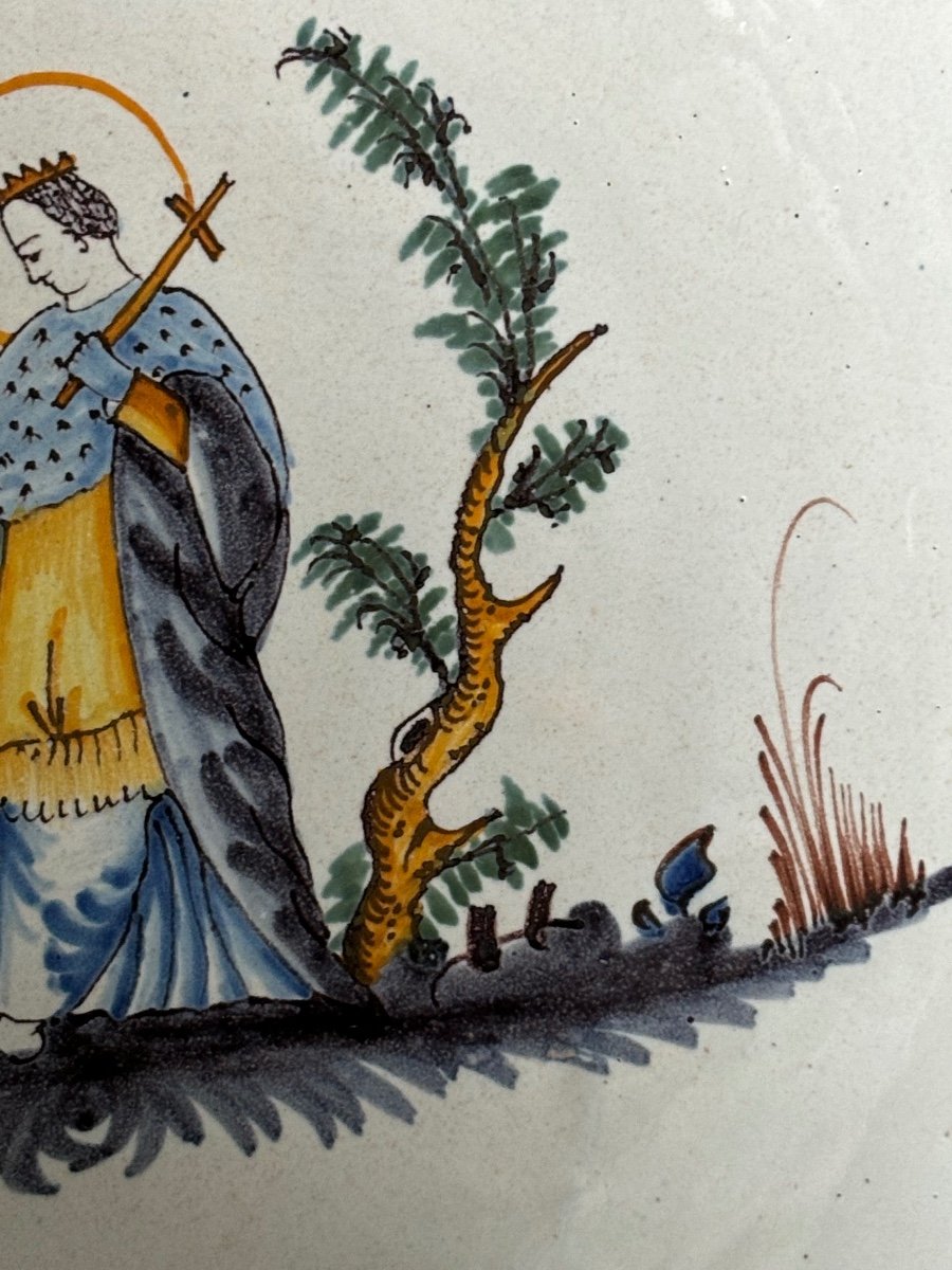 Proantic: Faience From Nevers Patronymic Salad Bowl Jeanne Chives 18th