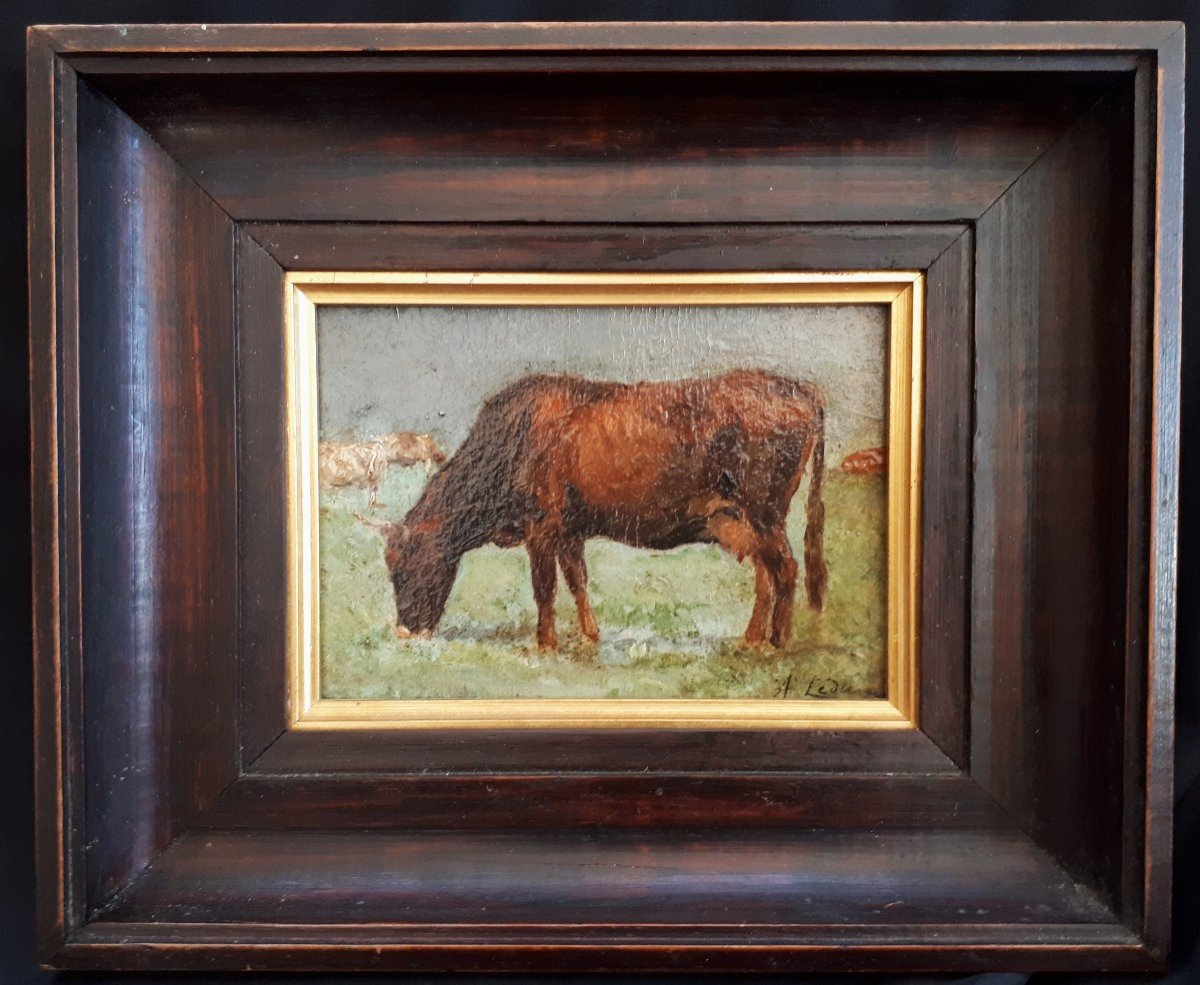Proantic: Leduc Alfred - Cow In The Meadow - 19th Century - Brother Of