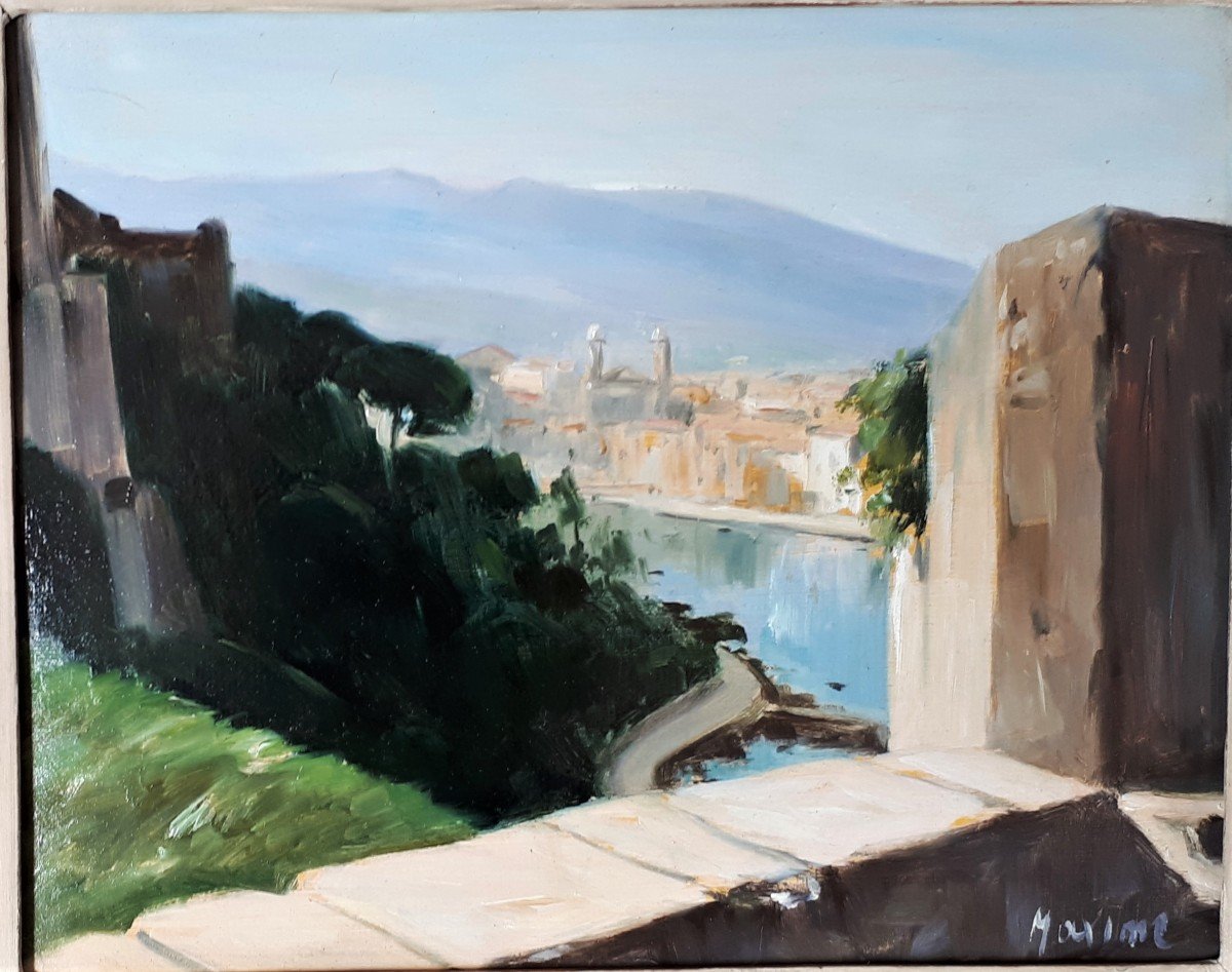 Proantic: View Of Bastia With The Port By Maxime, Painter Voyageur. Mi