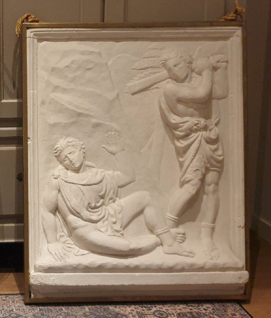 Proantic: Superbe Haut Relief En Plâtre Art Deco 1930 Caïn Et Abel