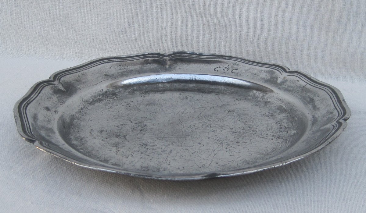 Proantic: Pewter Dish. Late 18th-early 19th Century.