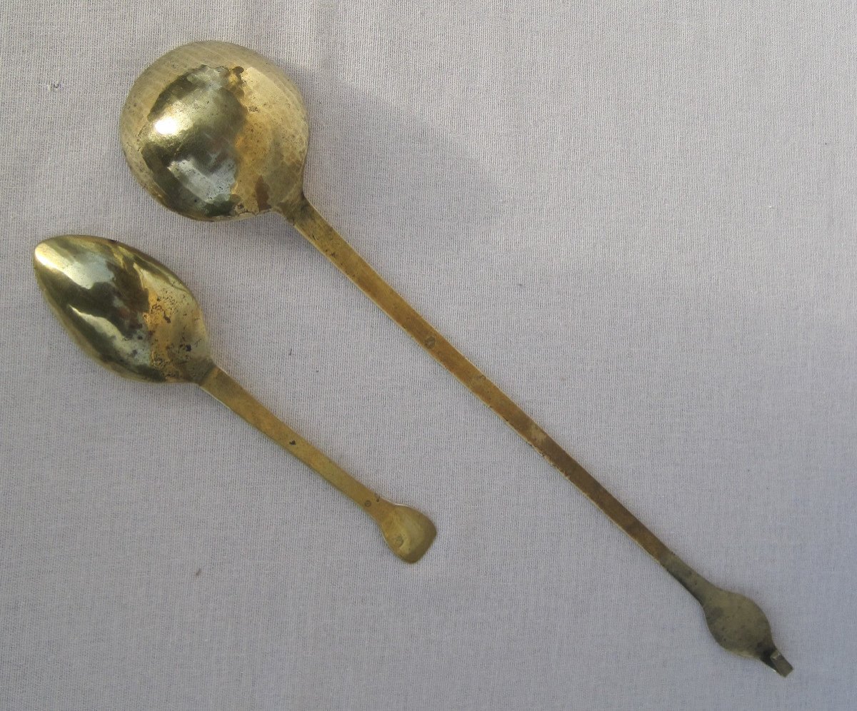 Proantic: Homogeneous Suite Of 5 Porridge Spoons Accompanied By A Ladd