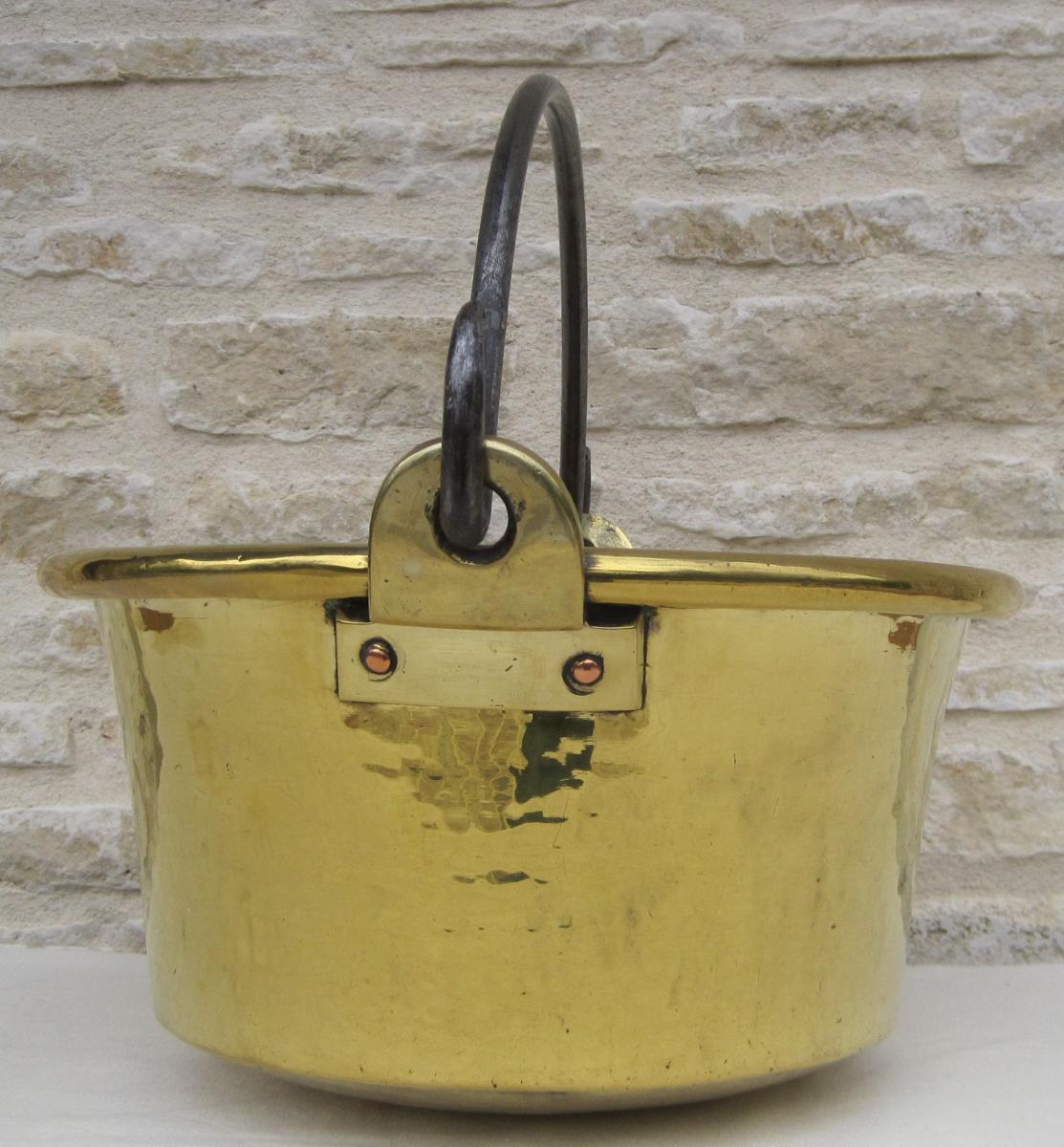 Proantic: Brass Cauldron, Wrought. 19th Century.