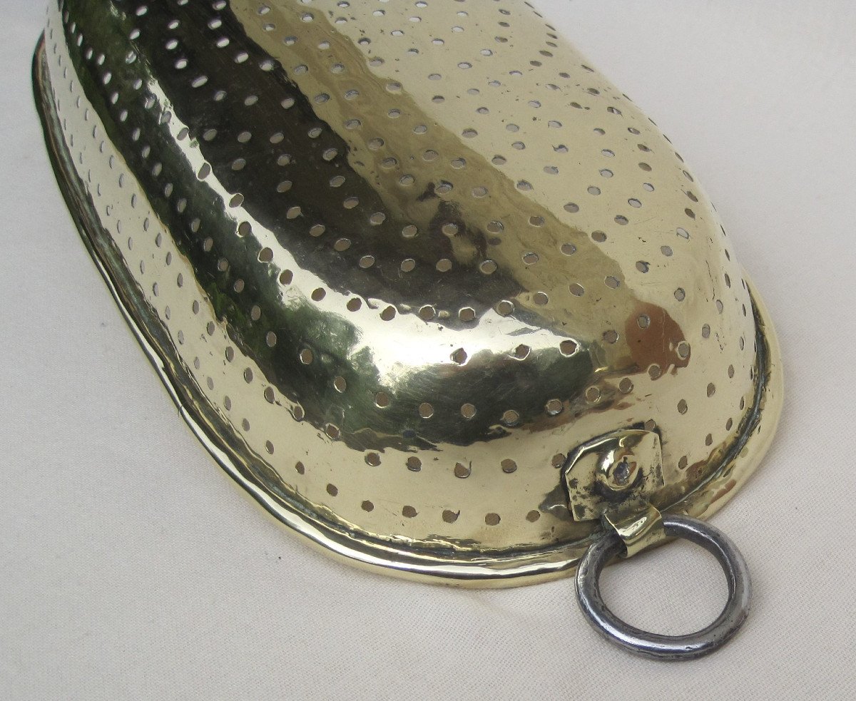 Proantic: Curd Strainer, Brass. 18th Century.
