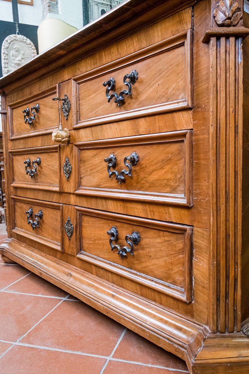 Proantic: Important Walnut Chest Of Drawers, Tuscany, Mid-17th Century