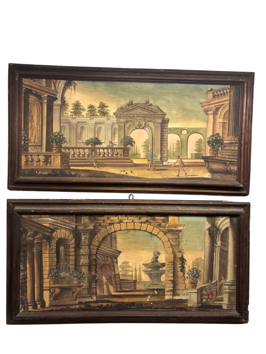 Proantic: Pair Of Tempera Paintings With Period Frames