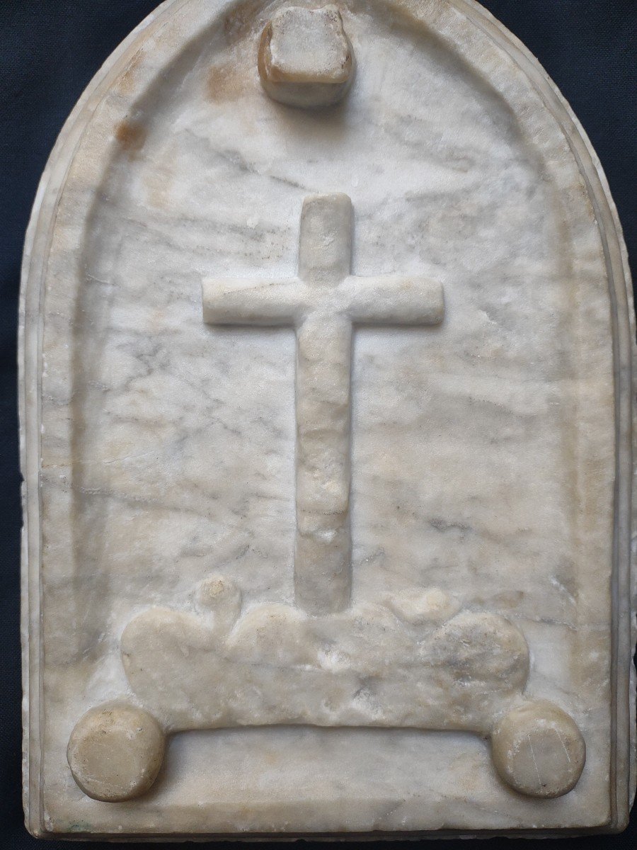 Proantic: Rare Marble Plate Rest Iron Eighteenth Century