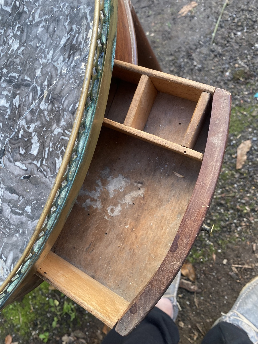 Proantic: Simple Bouillotte Table, 18th Century Mahogany, Openwork Br