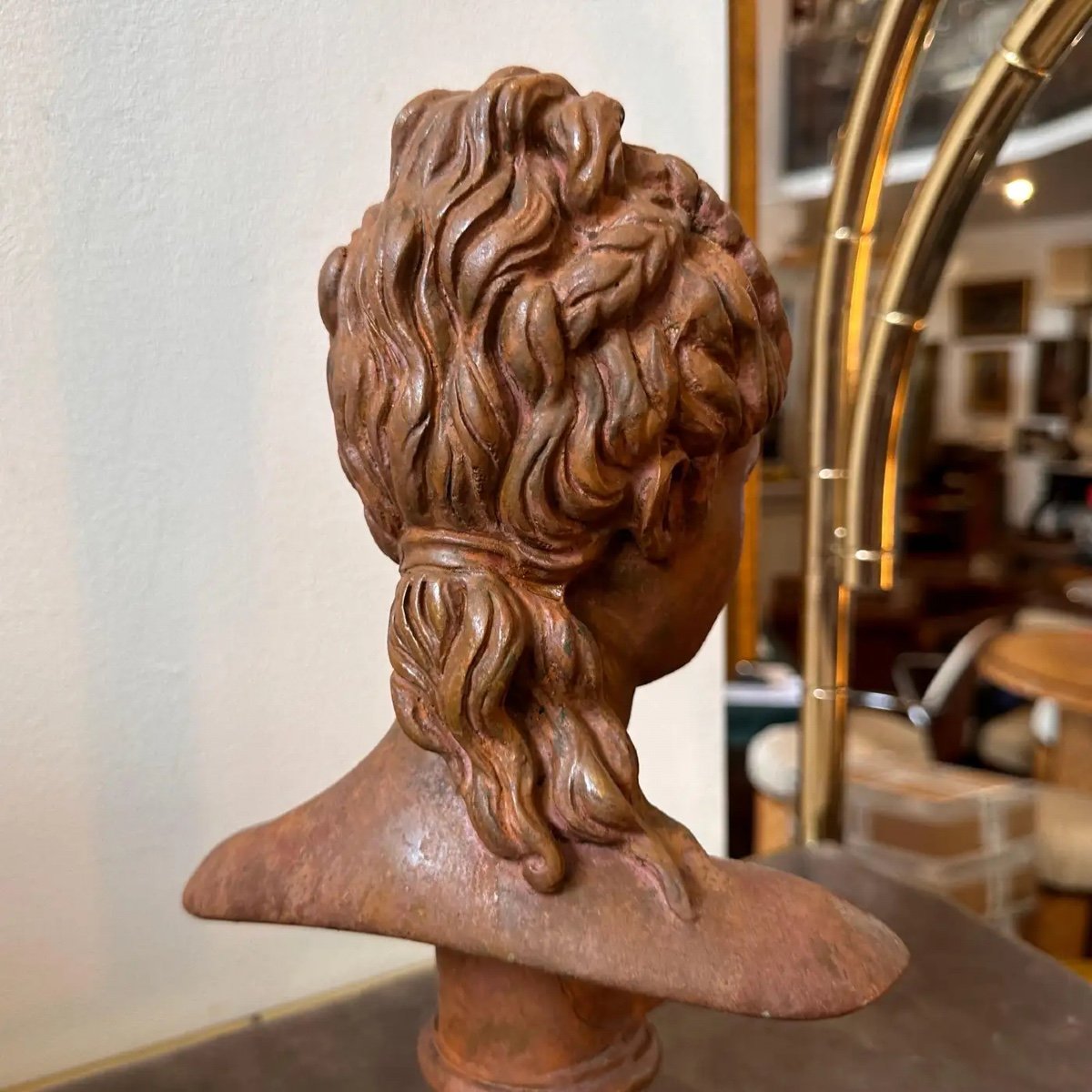Proantic: 1900s Neoclassical Red Brick Patina Metal Italian Bust Of A