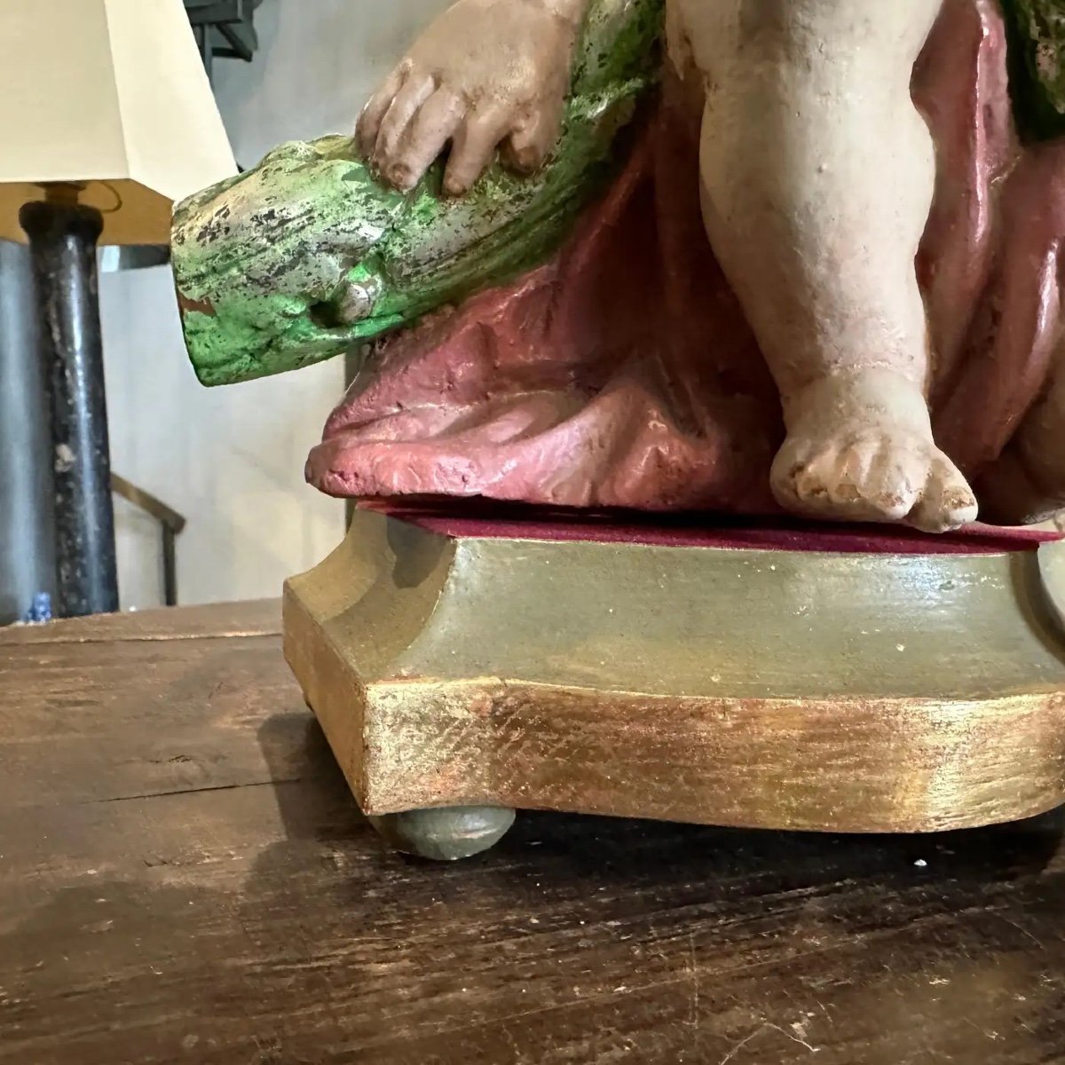 Proantic: Early 18th Century Hand-carved Polychrome Wood Baroque Itali