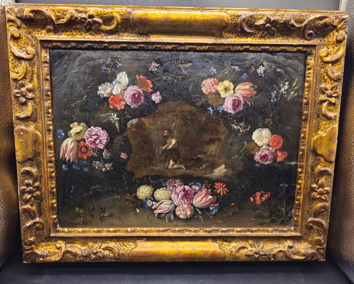 Proantic: Daniel Seghers Saint Jean-Baptiste au sein d’une guirlande f