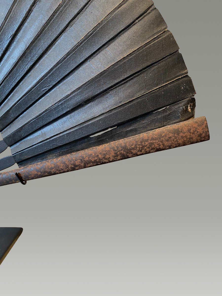Japanese War Fan In Paper And Metal End Edo