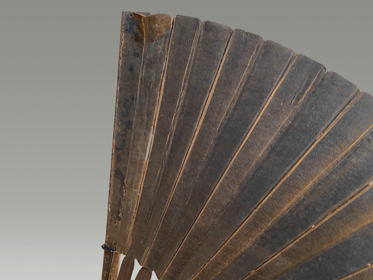 Proantic: Japanese War Fan In Paper And Metal End Edo