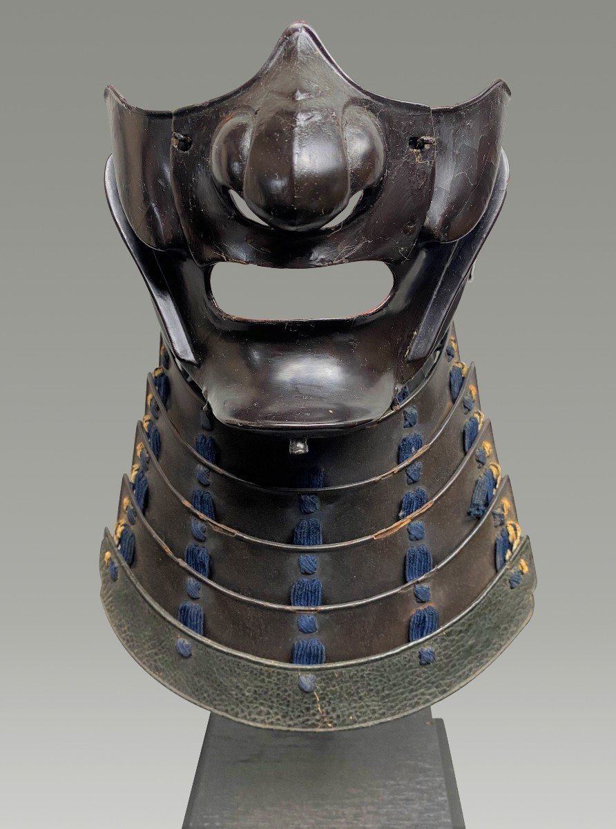Proantic: Half Samurai Mask Mempo In Black Lacquer Iron Edo Period