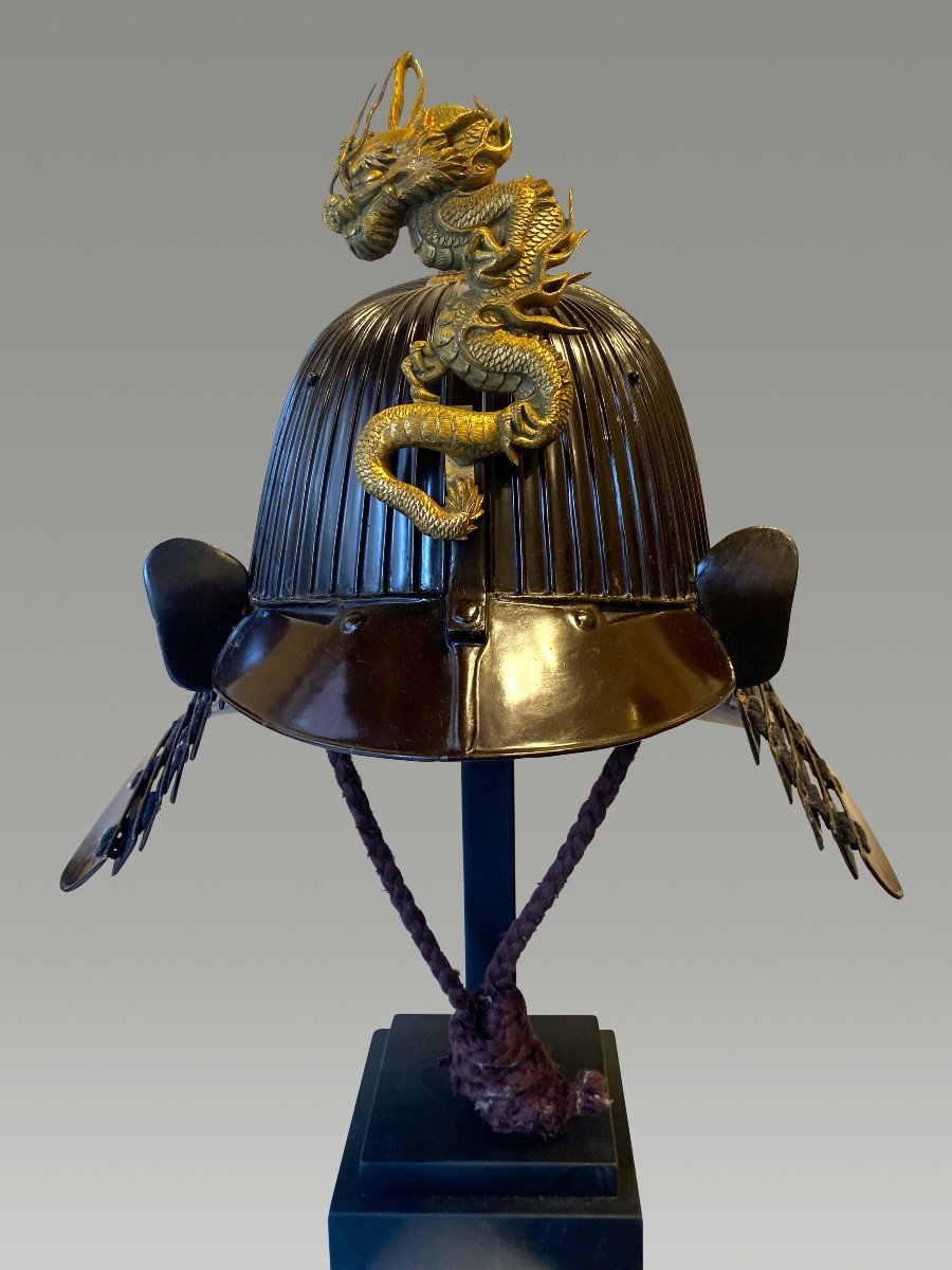 Proantic: Samurai Helmet, Kabuto Edo Period 62 Lacquered Iron Slats Si