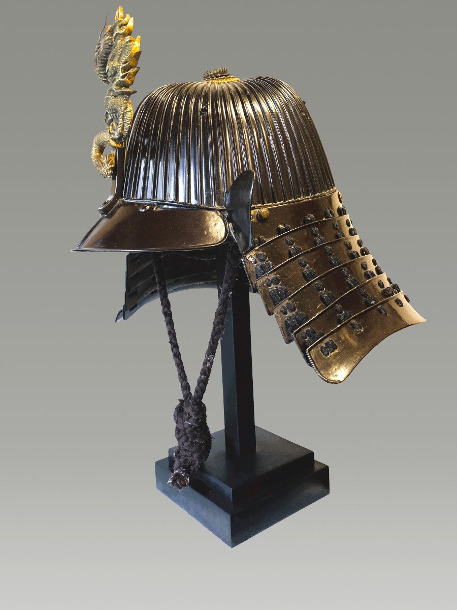 Proantic: Samurai Helmet, Kabuto Edo Period 62 Lacquered Iron Slats Si