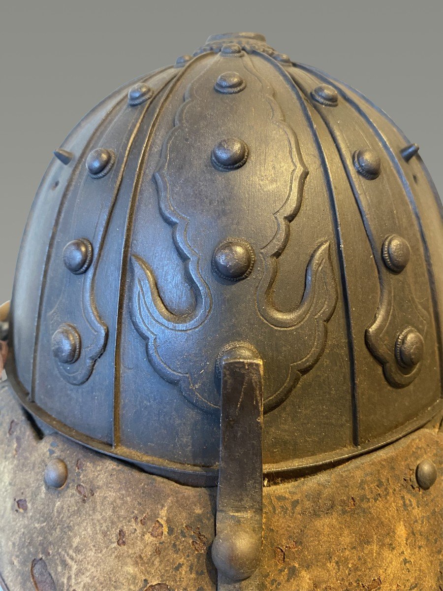Proantic: Samurai Helmet, Kabuto Edo Period 16 Slats In Iron And Horse