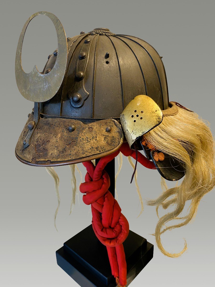 Proantic: Samurai Helmet, Kabuto Edo Period 16 Slats In Iron And Horse