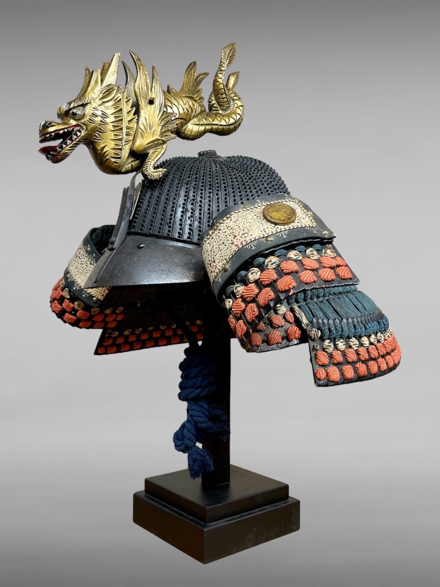 Proantic: Samurai Helmet, Koboshi Type Kabuto With 62 Slats And 1860 S