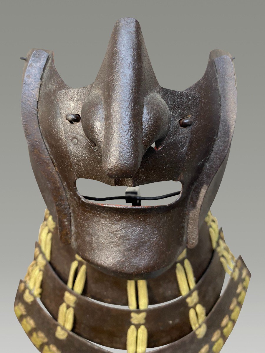 Proantic: Mempo Samurai Half Mask With Pointed Nose In Edo Period Lacq