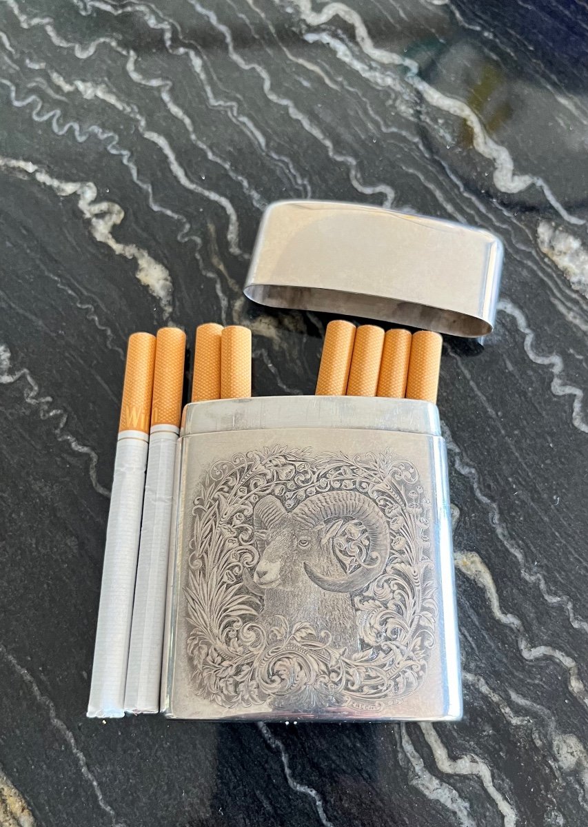 Proantic: Rare Sterling Silver Box Case For Cigarettes Or Business Car