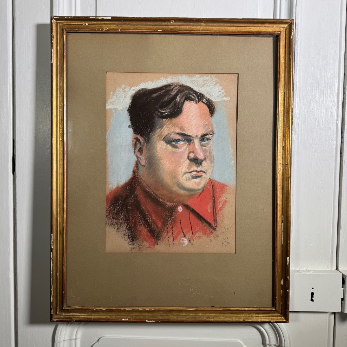 Proantic: Pastel On Paper, 1930, By Fb, Portrait Of A Man, Philippe Ro