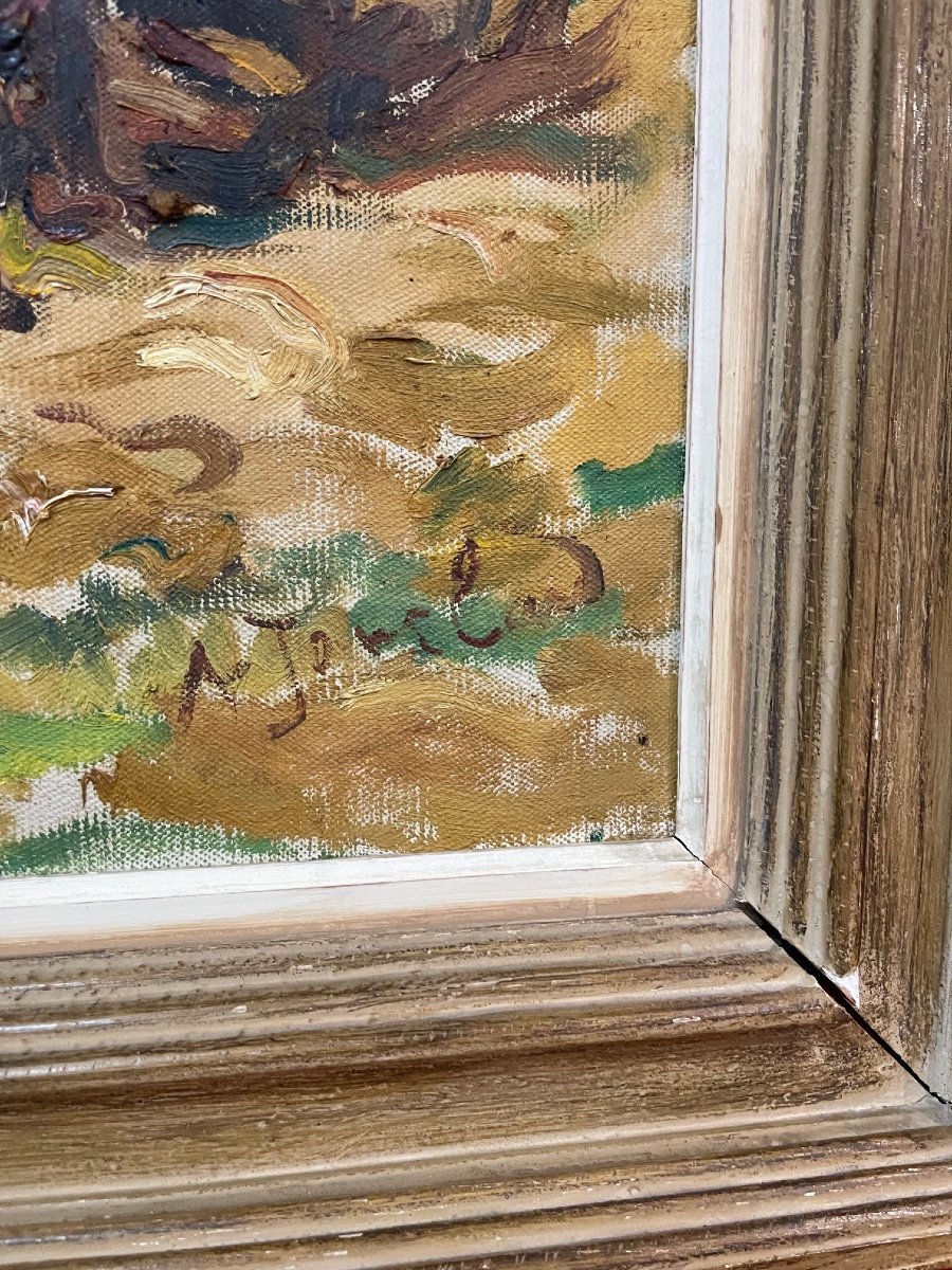 Proantic: Table Oil On Canvas Adrienne Jouclard 1882-1972 Harvest In S