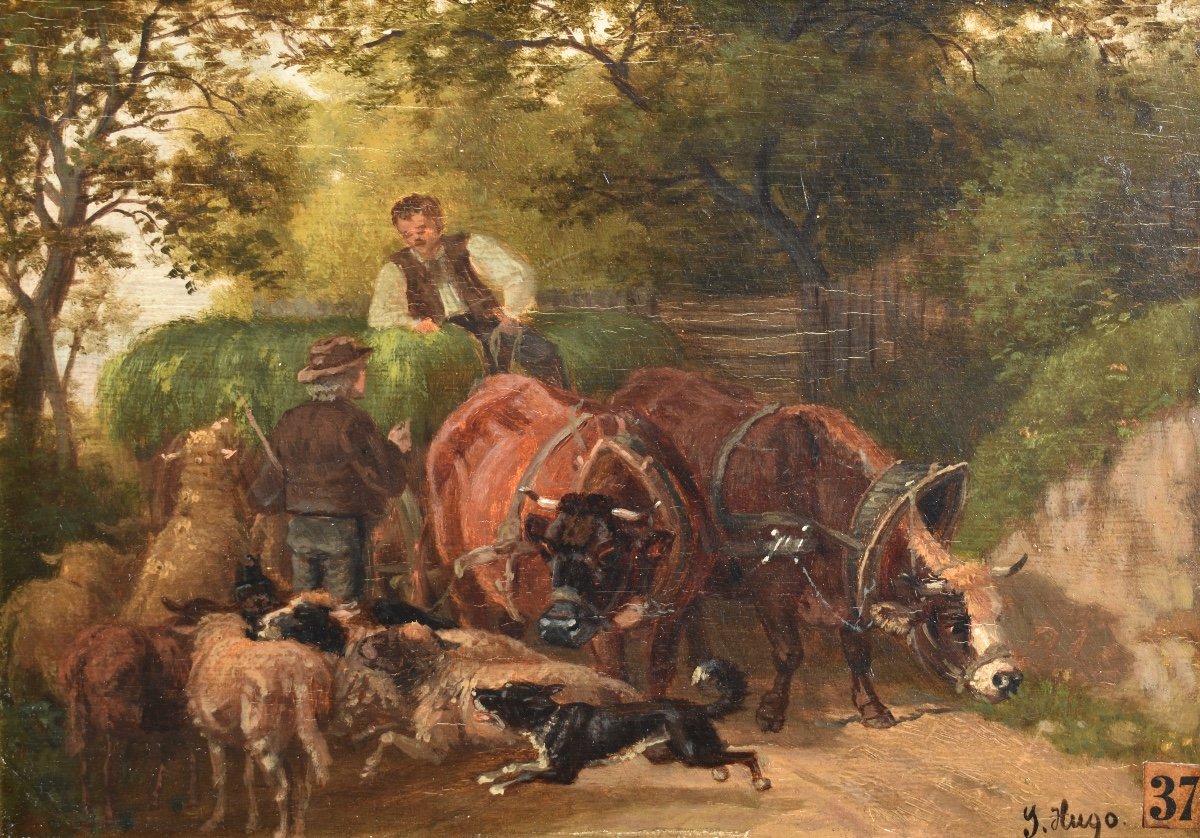 Proantic: French School Late 19th Century - G. Hugo - Pair Of Peasant