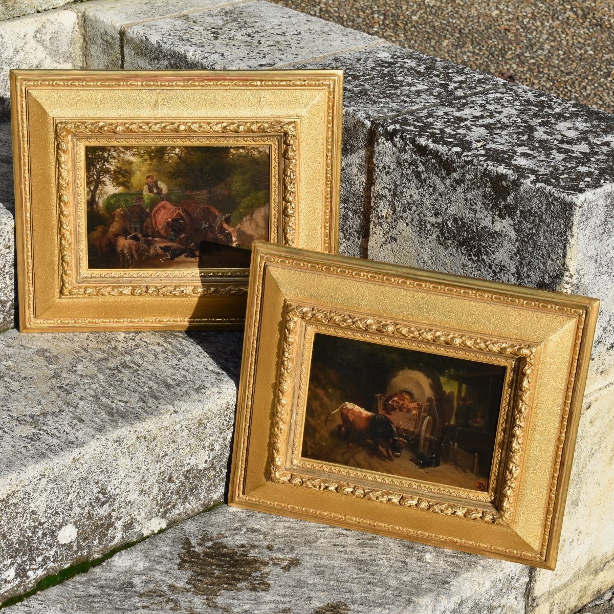 Proantic: French School Late 19th Century - G. Hugo - Pair Of Peasant