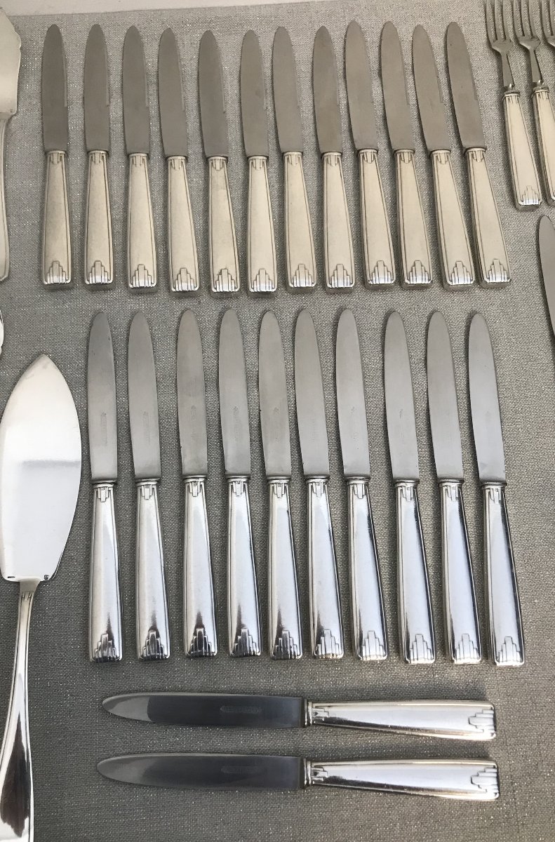 Proantic: Art Deco Silver-white Metal Cutlery Set