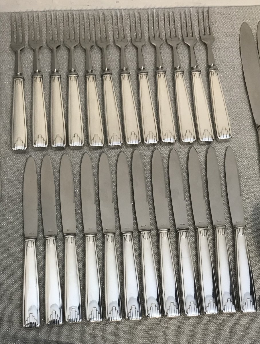 Proantic: Art Deco Silver-white Metal Cutlery Set