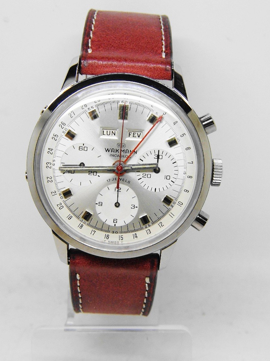 Proantic: Chronograph Watch "wakmann" Valjoux Movement 72c Steel Case