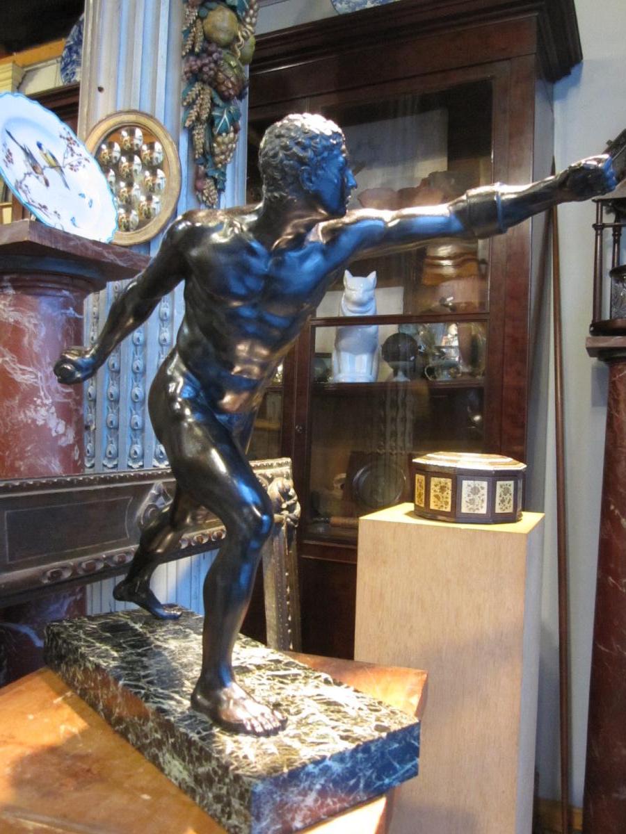 Brown Patina Bronze After The Borghese Gladiator After The Ancient.