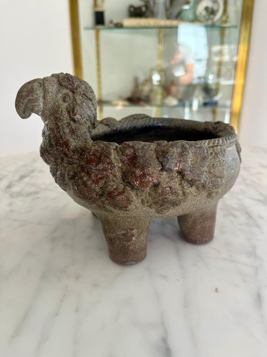 Proantic: Marcel Giraud (vallauris). Incised Glazed Ceramic Depicting