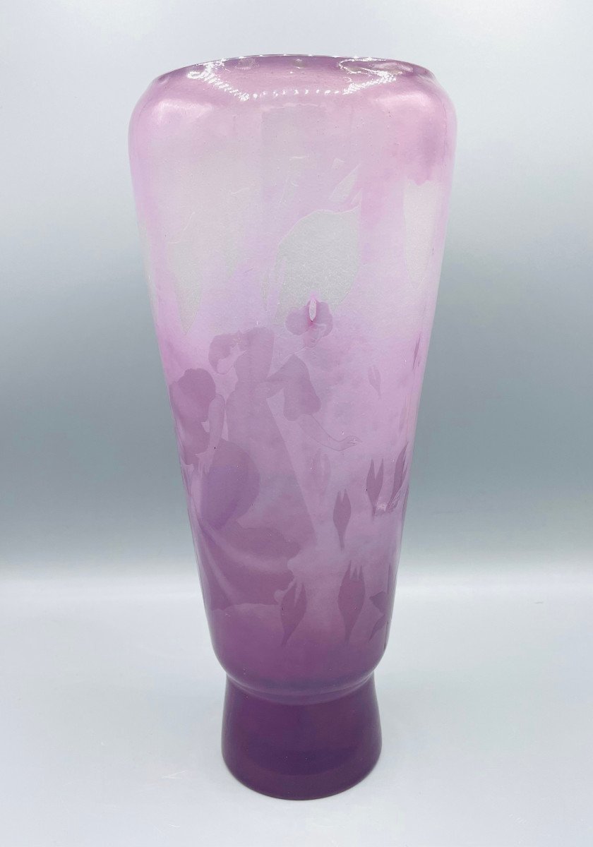 Proantic: Rare Art Nouveau Vase "women At The Colchiques" Emile Gallé