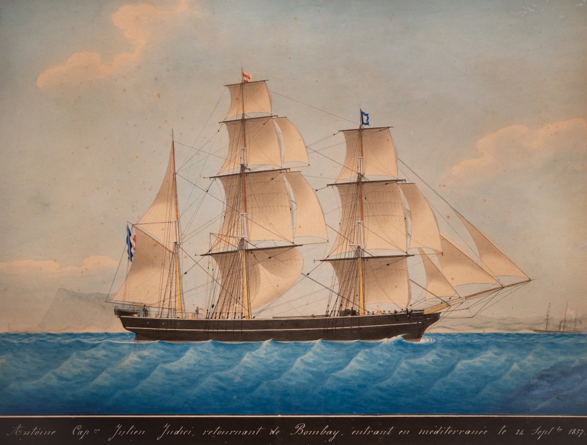 Alphonse Moutte (1840 - 1913) Portrait Of The Three-masted Barque Anto