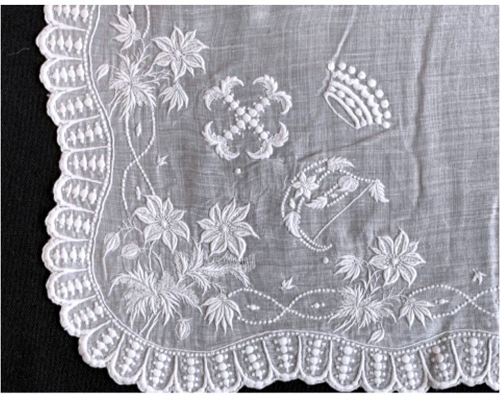 Proantic: Set Of Four 19th Century Linen Handkerchiefs Embroidered Wit