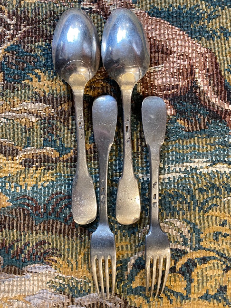 Proantic: Two 18th Century Sterling Silver Cutlery 22cm 306g