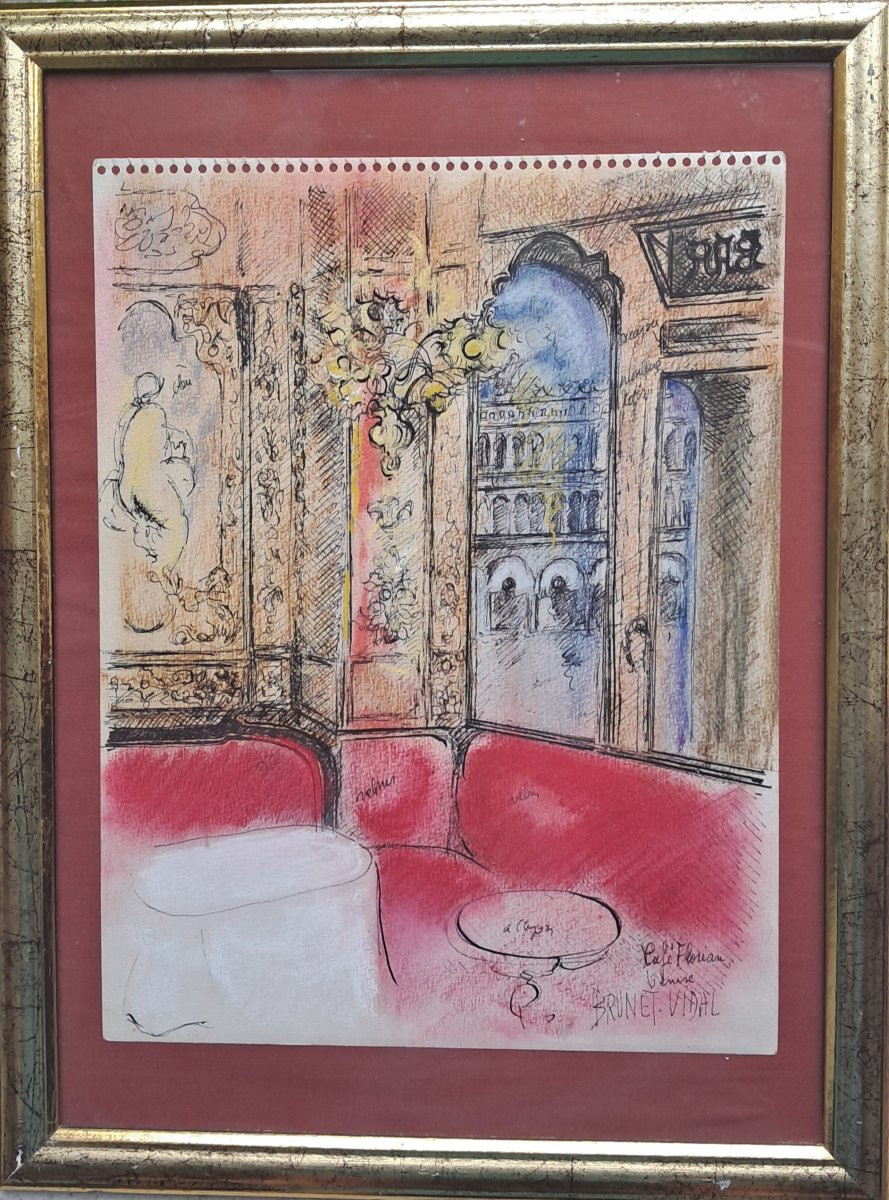 Proantic: Watercolor And Pastel Venice Coffee Florian Brunet-vidal